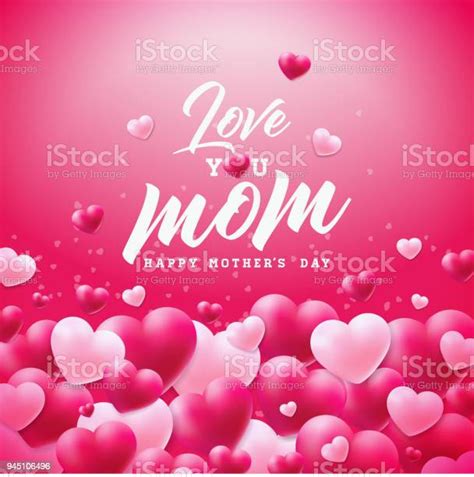 해피 어머니의 날 인사말 카드 디자인 마음과 사랑 엄마 빨간 배경에 인쇄 상의 요소 배너 전단지 초대장 브로셔 포스터에 대 한