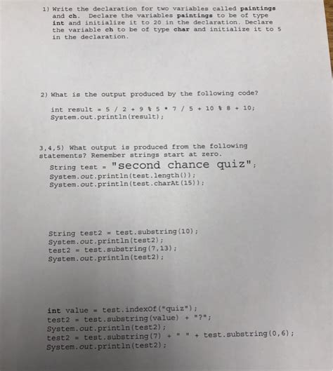 Solved 1 Write The Declaration For Two Variables Called