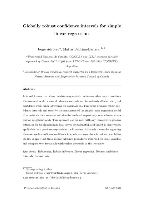 pdf globally robust confidence intervals for simple linear regression jorge gabriel adrover