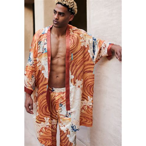 Okimami Kimonosilk Mens Kimono Robeandpants Boheme Dressing Gown For