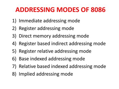 Addressing Modes Of 8086 Pptx