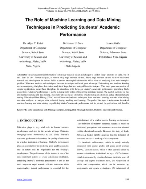 Pdf The Role Of Machine Learning And Data Mining Techniques In