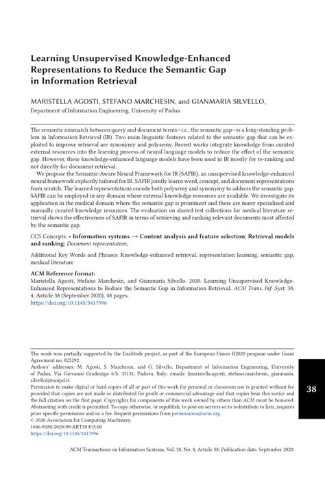 Pdf Enhanced Representations To Reduce The Semantic Gap In Information Retrieval