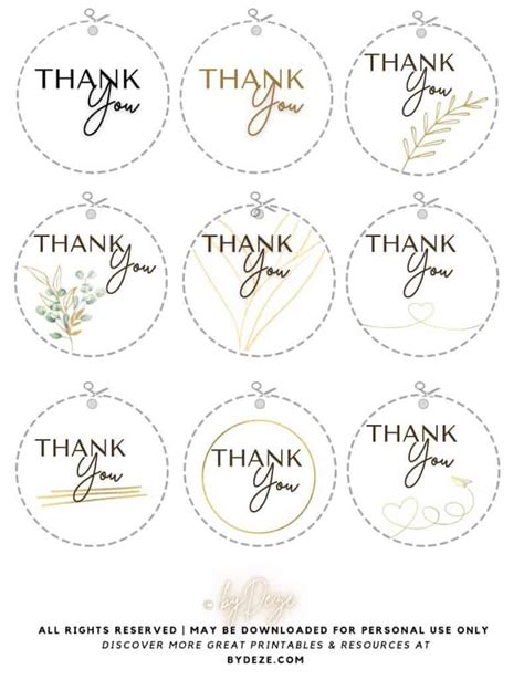 15 Gorgeous Printable Thank You T Tags For Free