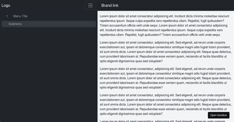 React Bootstrap Sidebar Menu Forked Codesandbox
