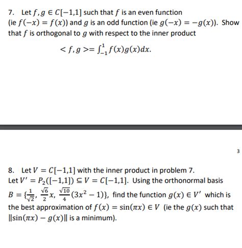 solved 7 let f g∈c[−1 1] such that f is an even function