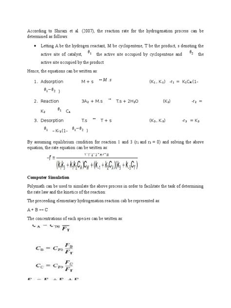 Polymath Simulation Pdf Reaction Rate Chemical Process Engineering