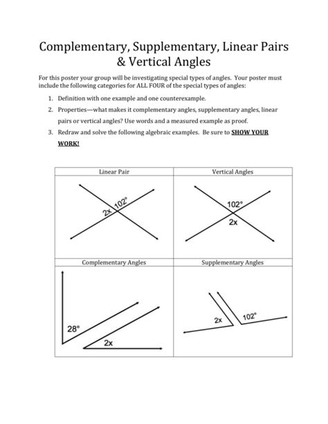 Angle Relationships Complementary Supplementary Vertical