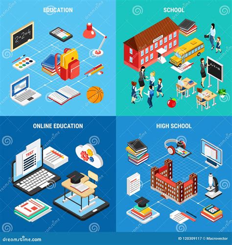 Education Isometric 2x2 Design Concept Stock Vector Illustration Of