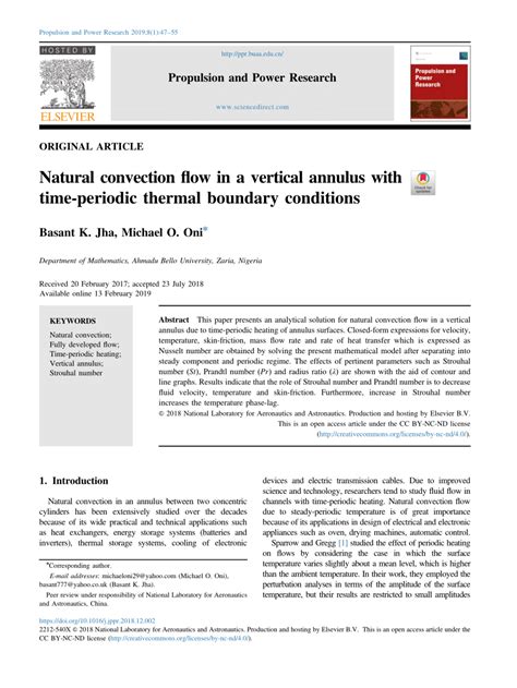 Pdf Natural Convection Flow In A Vertical Annulus With Time Periodic Thermal Boundary Conditions