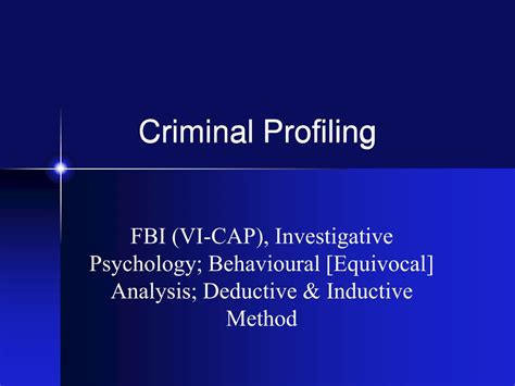 Ppt Criminal Profiling Powerpoint Presentation Free Download Id