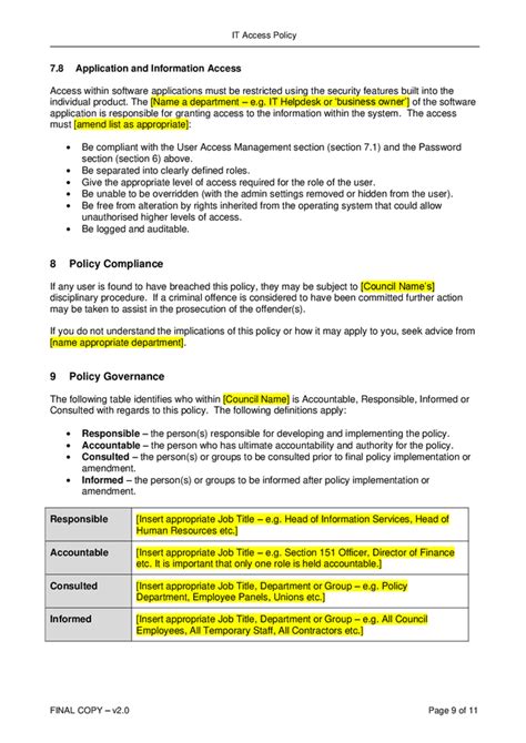 It Access Policy Template In Word And Pdf Formats Page 9 Of 11