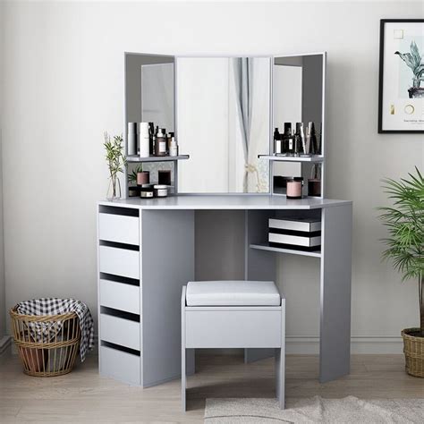 Corner Dressing Table Set With Mirror Corner Dressing Table Black