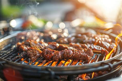 Korean Barbecue With Assorted Meats Premium Ai Generated Image