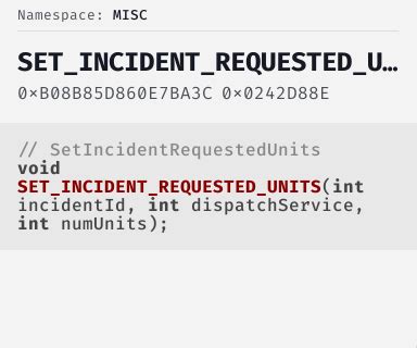 SetIncidentRequestedUnits FiveM Natives Cfx Re Docs