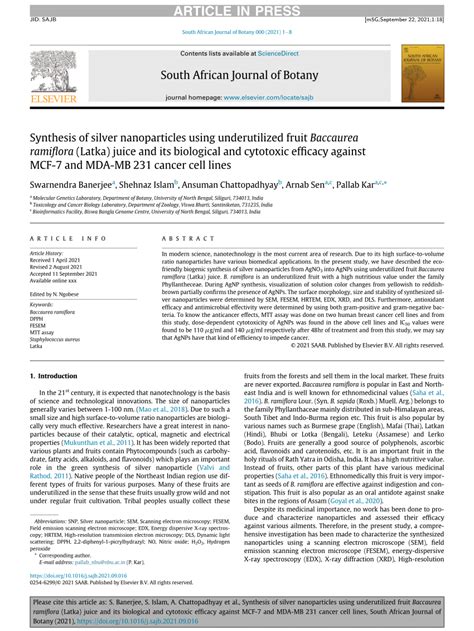 Pdf Synthesis Of Silver Nanoparticles Using Underutilized Fruit Baccaurea Ramiflora Latka