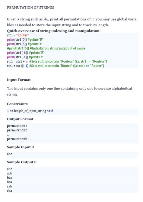 Solved Permutation Of Strings Given A String Such As Abc