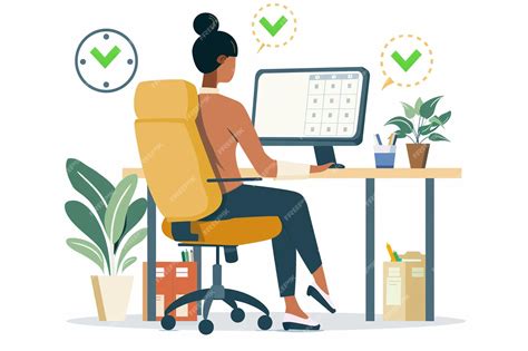 Woman Using Computer With Ai Assistant Premium Ai Generated Vector