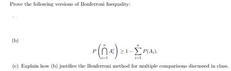 Solved Prove The Following Versions Of Bonferroni Inequality
