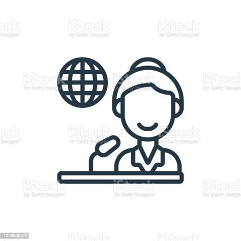 기자 벡터 아이콘입니다 기자 편집 가능한 스트로크 웹 및 모바일 앱 로고 인쇄 매체에 사용하기 위한 저널리스트 선형 기호입니다