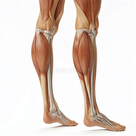 Detailed Anatomical Model Showcasing Human Leg Muscles And Bones In A