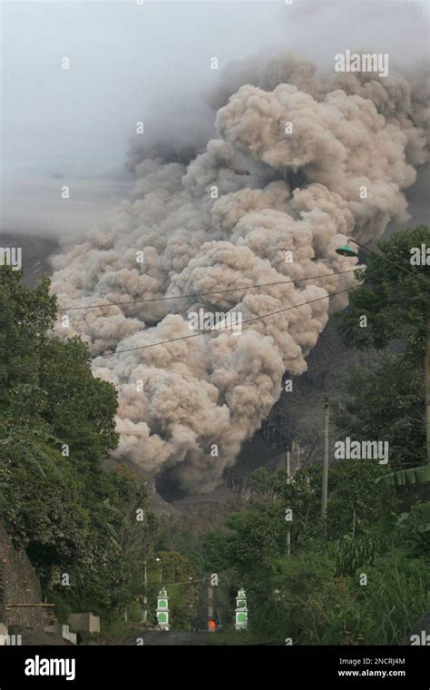 Mount Merapi Pyroclastic Flow As It Erupts As Seen From Deles Central Java Indonesia Tuesday