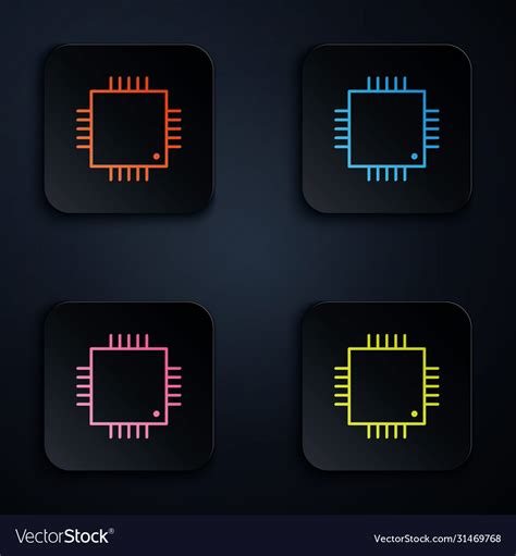 Color Neon Line Computer Processor Royalty Free Vector Image