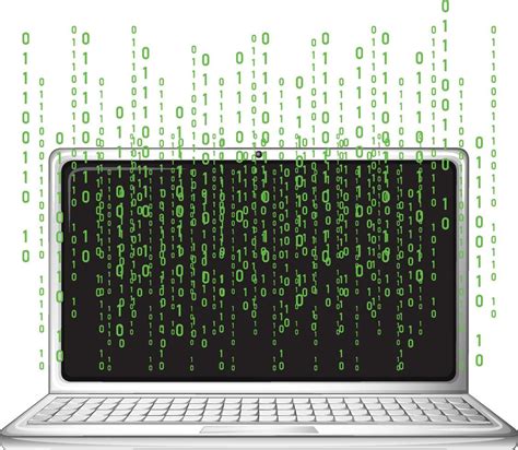 Laptop With Binary Code Screen 9202708 Vector Art At Vecteezy