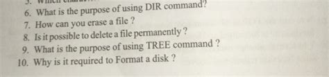 6 What Is The Purpose Of Using Dir Command7 How Can You Erase A File