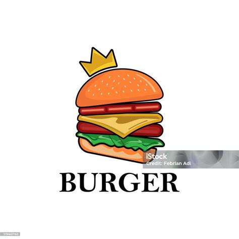햄버거 벡터 로고 디자인 벡터 템플릿 패스트 푸드 플랫 로고 현대 미니멀 디자인 일러스트레이션 고기에 대한 스톡 벡터 아트 및