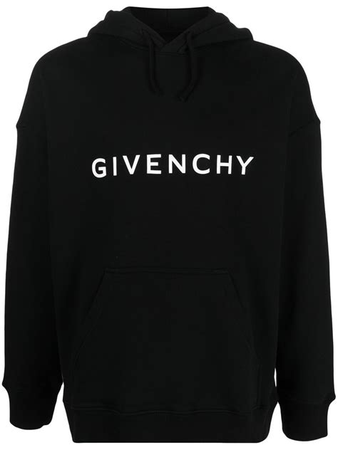 Givenchy Logo Print Drawstring Hoodie Black Farfetch