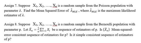 Solved Assign Suppose X X Xn Is A Random Sample From Chegg