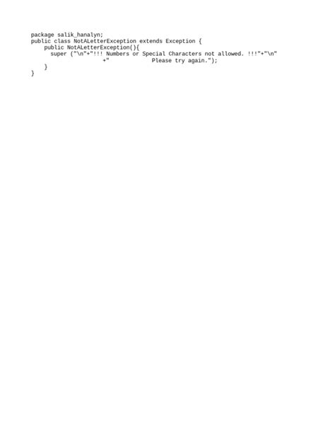 Not A Letter Exception Pdf