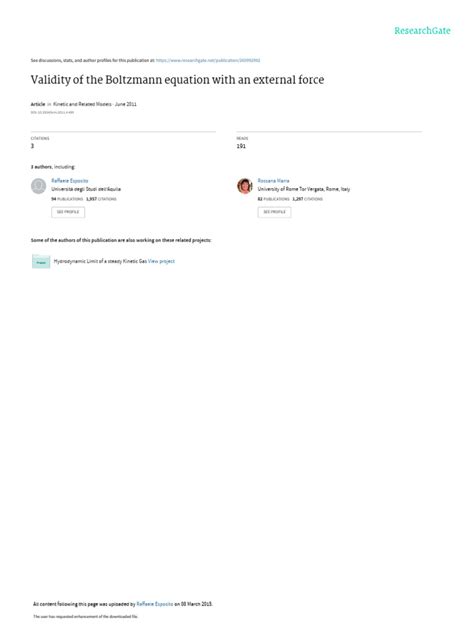 validity of the boltzmann equation with an externa pdf force