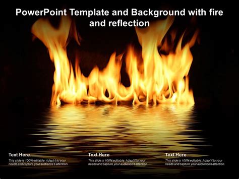 Powerpoint Template And Background With Fire And Reflection Ppt