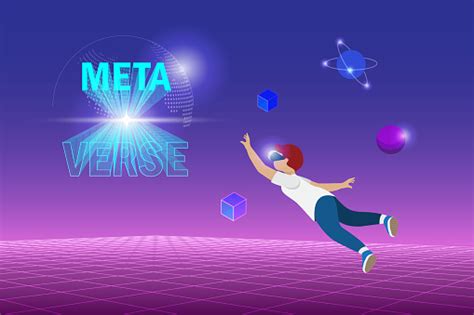 메타버스 게임 십대는 메타 버스 우주 미래 환경에서 Vr 고글 유리 경험 3d 가상 현실 게임을 착용합니다 시각화 및 시뮬레이션