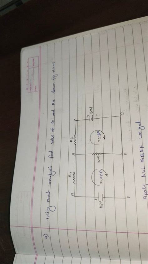 4 Using Mesh Analysis Find Value Of R1 And R2 Shown Fig 05 Apply Kvl