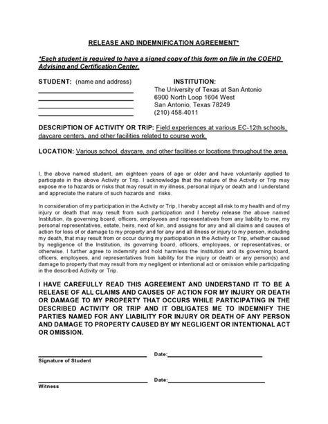 41 Free Indemnification Agreements Word ᐅ Templatelab