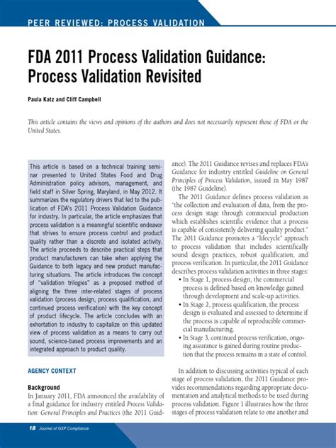 Process Validation Guidance Pdf Verification And Validation Food And Drug Administration