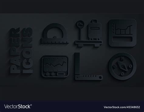 Set Corner Ruler Graph Schedule Chart Diagram Vector Image
