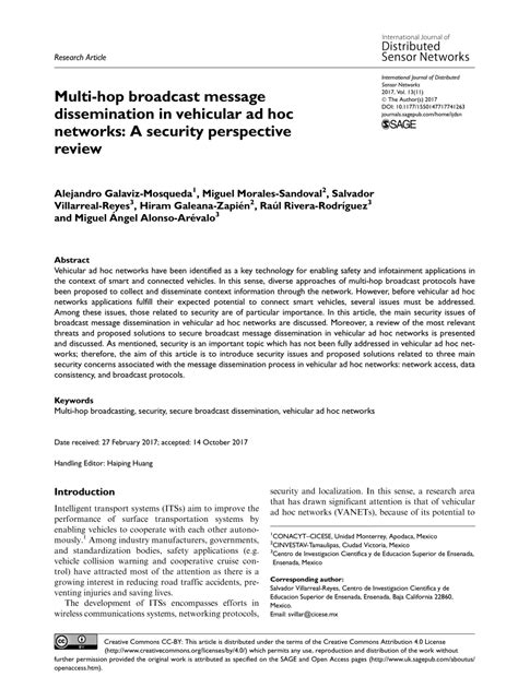 Pdf Multi Hop Broadcast Message Dissemination In Vehicular Ad Hoc Networks A Security