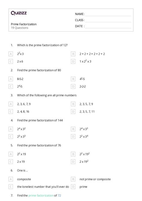 Prime And Composite Numbers Worksheets For Th Grade On Worksheets Library