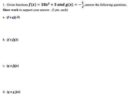 Solved Answer The Following Questions 1 Given Functions