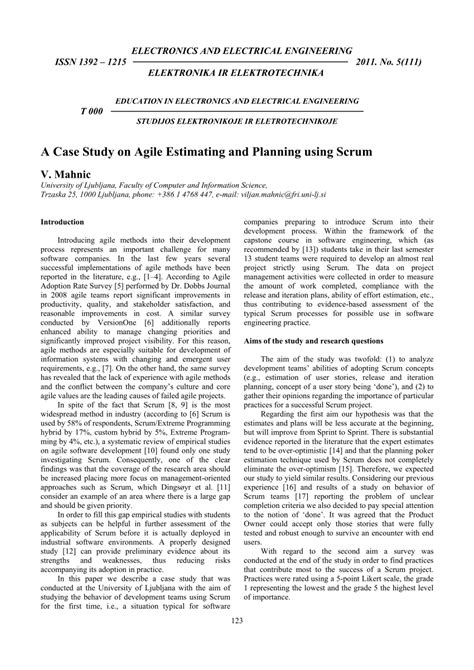 Pdf A Case Study On Agile Estimating And Planning Using Scrum