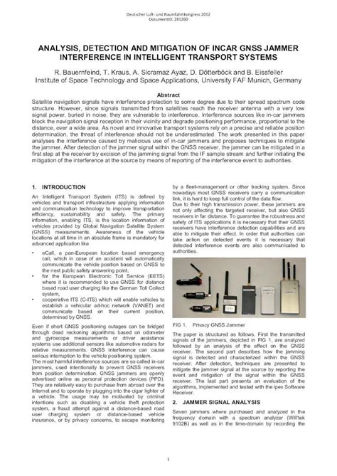Pdf Analysis Detection And Mitigation Of Incar Gnss Jammer
