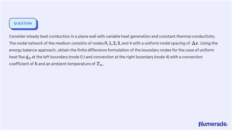 Solved Consider Steady Heat Conduction In A Plane Wall With Variable