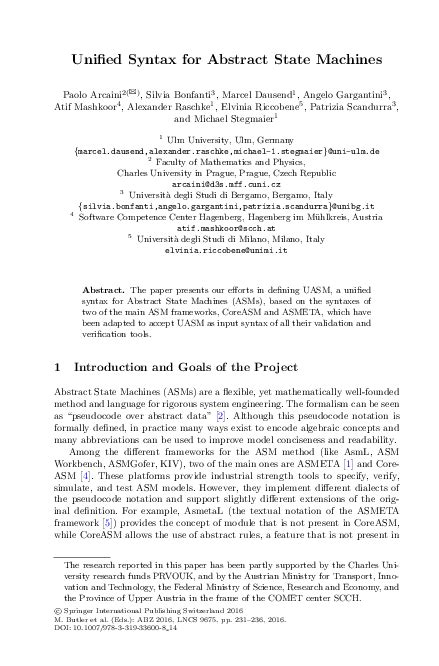 Pdf Unified Syntax For Abstract State Machines