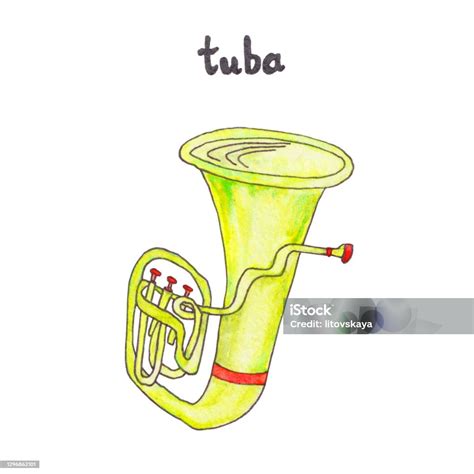 투바 수채화 스케치 예술적인 노란색 황금 빛 금속 악기 일러스트 0명에 대한 스톡 벡터 아트 및 기타 이미지 0명 강철