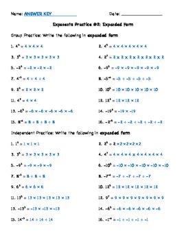 Grade Exponents Worksheets By Contents Uncovered TpT