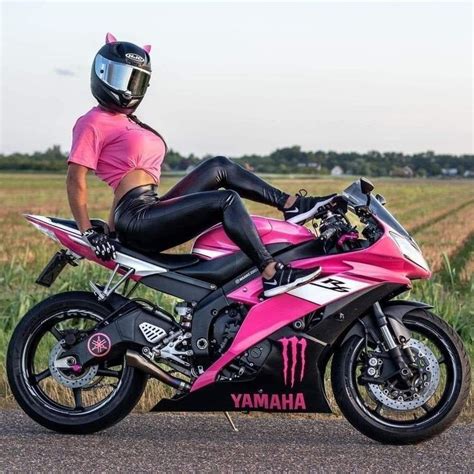 Biker Girl Pink Motorcycle Pink Motorcycle Helmet Girl Riding Motorcycle Female Motorcycle